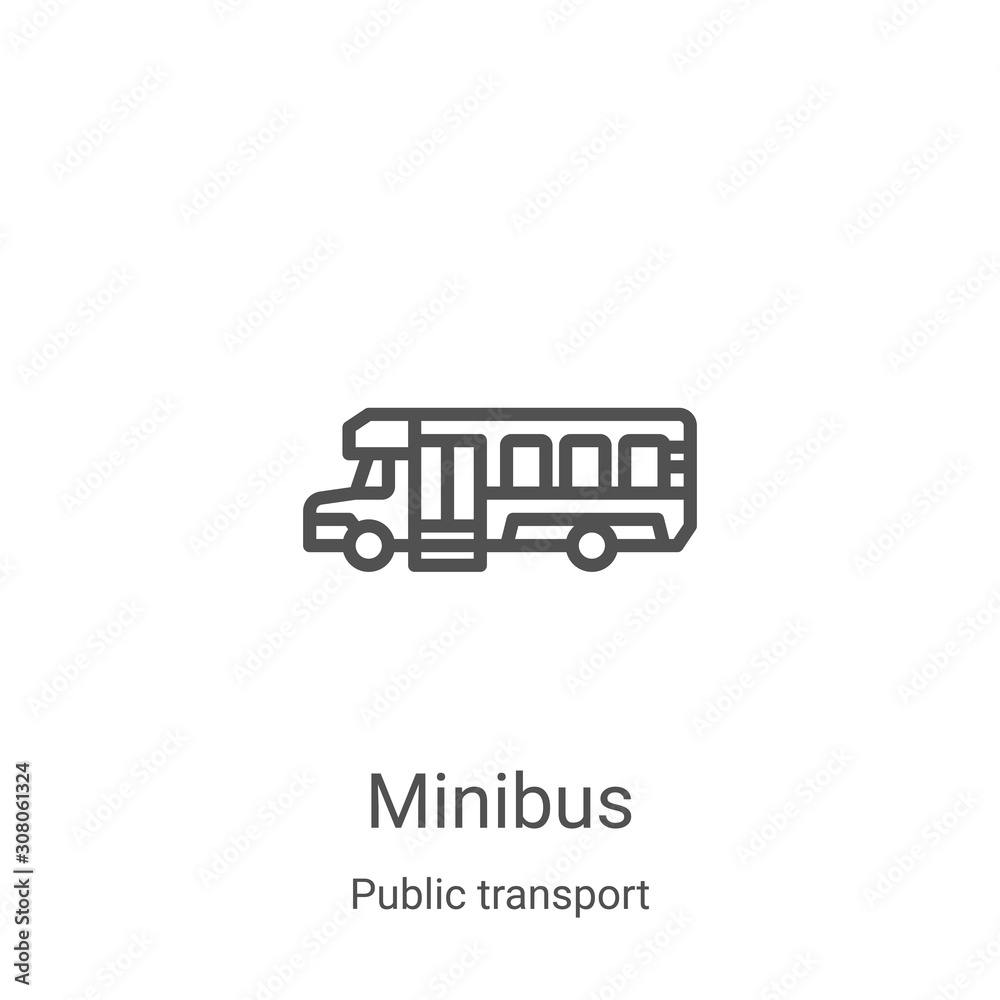 minibus icon vector from public transport collection. Thin line minibus ...
