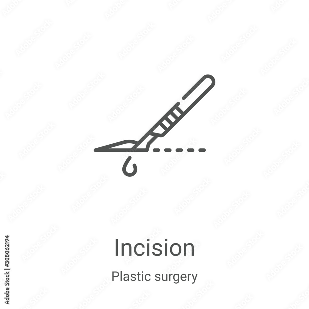 incision icon vector from plastic surgery collection. Thin line ...
