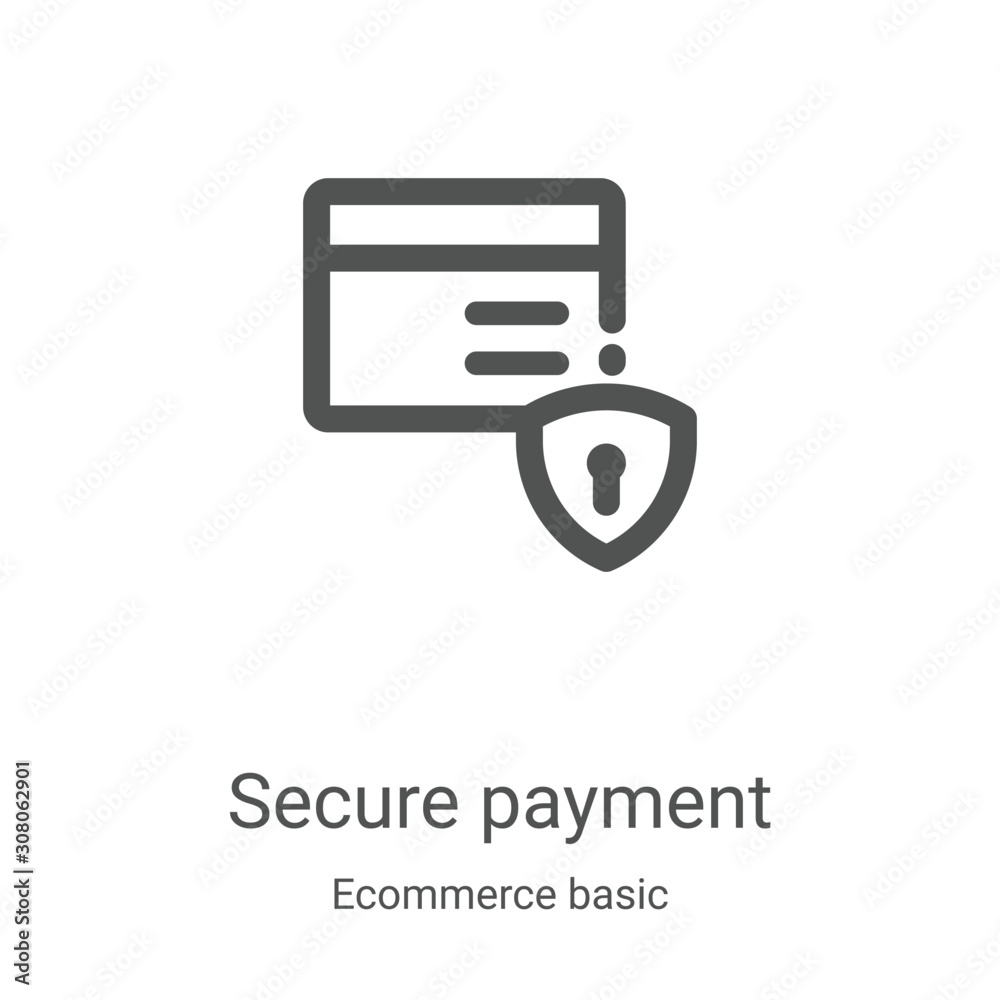 secure payment icon vector from ecommerce basic collection. Thin line ...