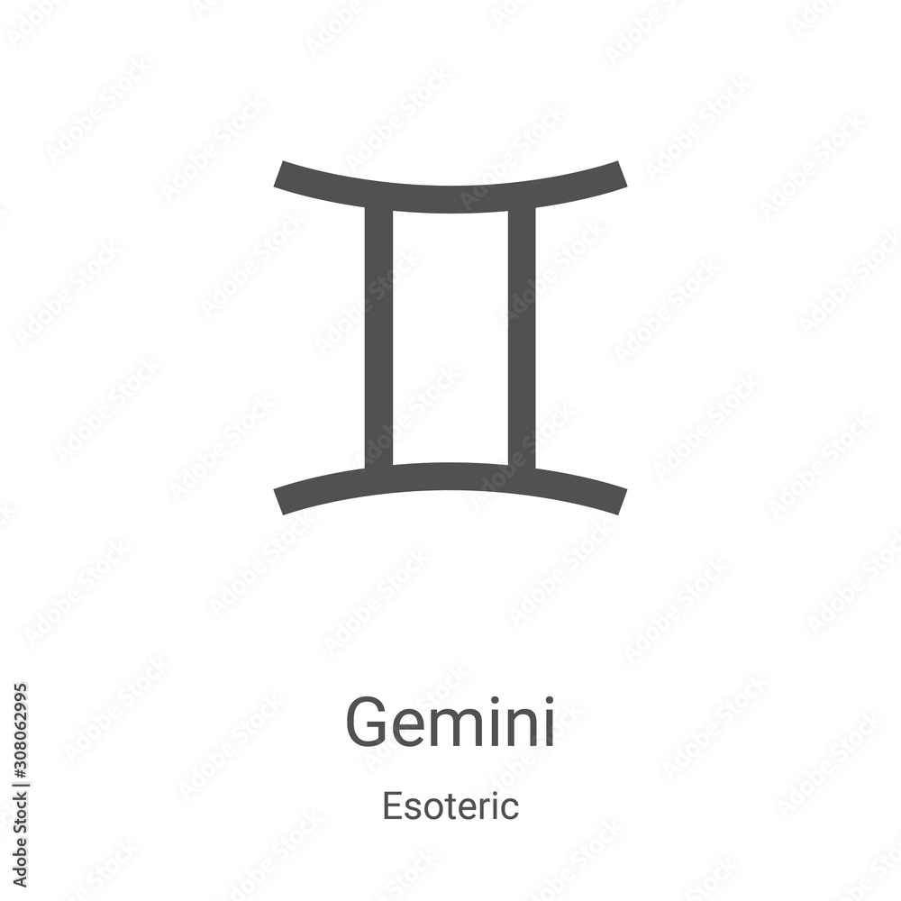 gemini icon vector from esoteric collection. Thin line gemini outline icon vector illustration ...