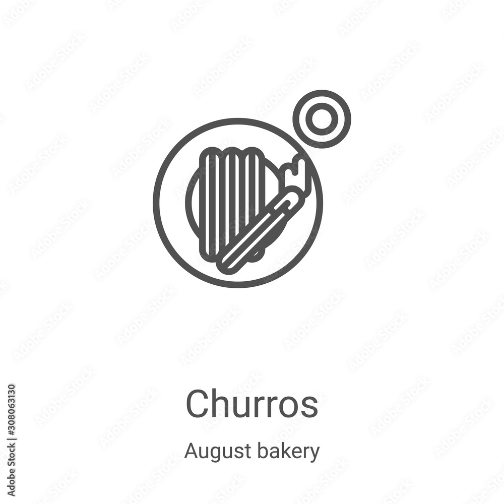 churros icon vector from august bakery collection. Thin line churros ...