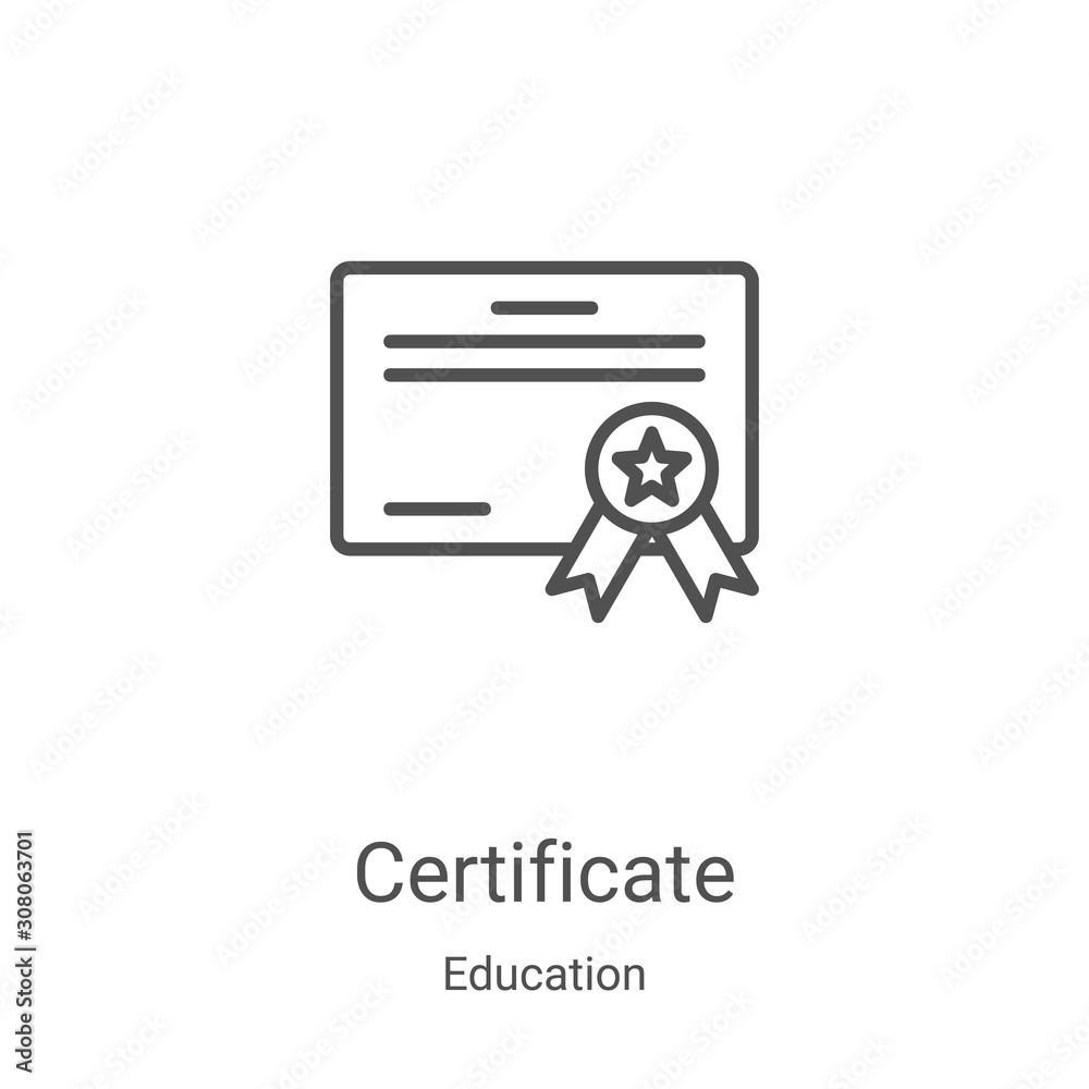 certificate icon vector from education collection. Thin line ...