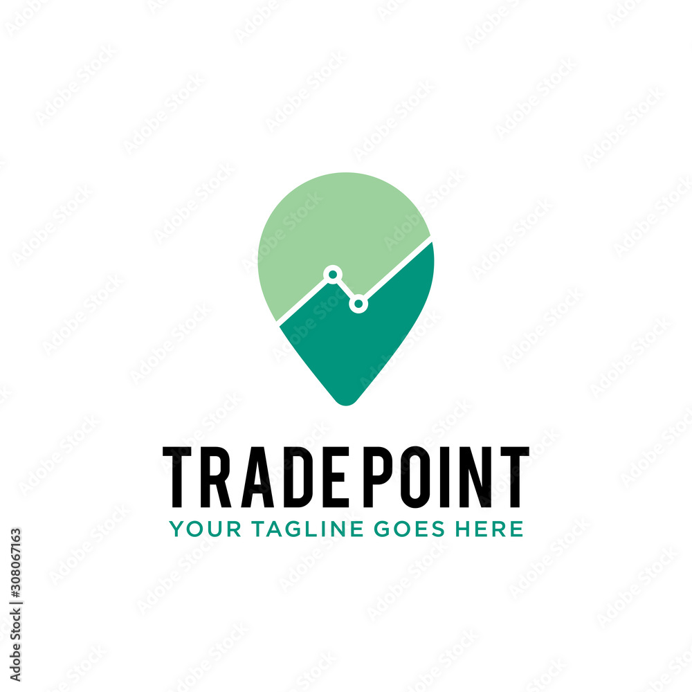 trade point logo design template. vector illustration of trade, chart ...