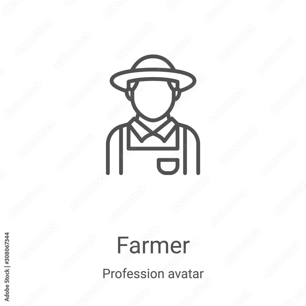 farmer icon vector from profession avatar collection. Thin line farmer outline icon vector ...