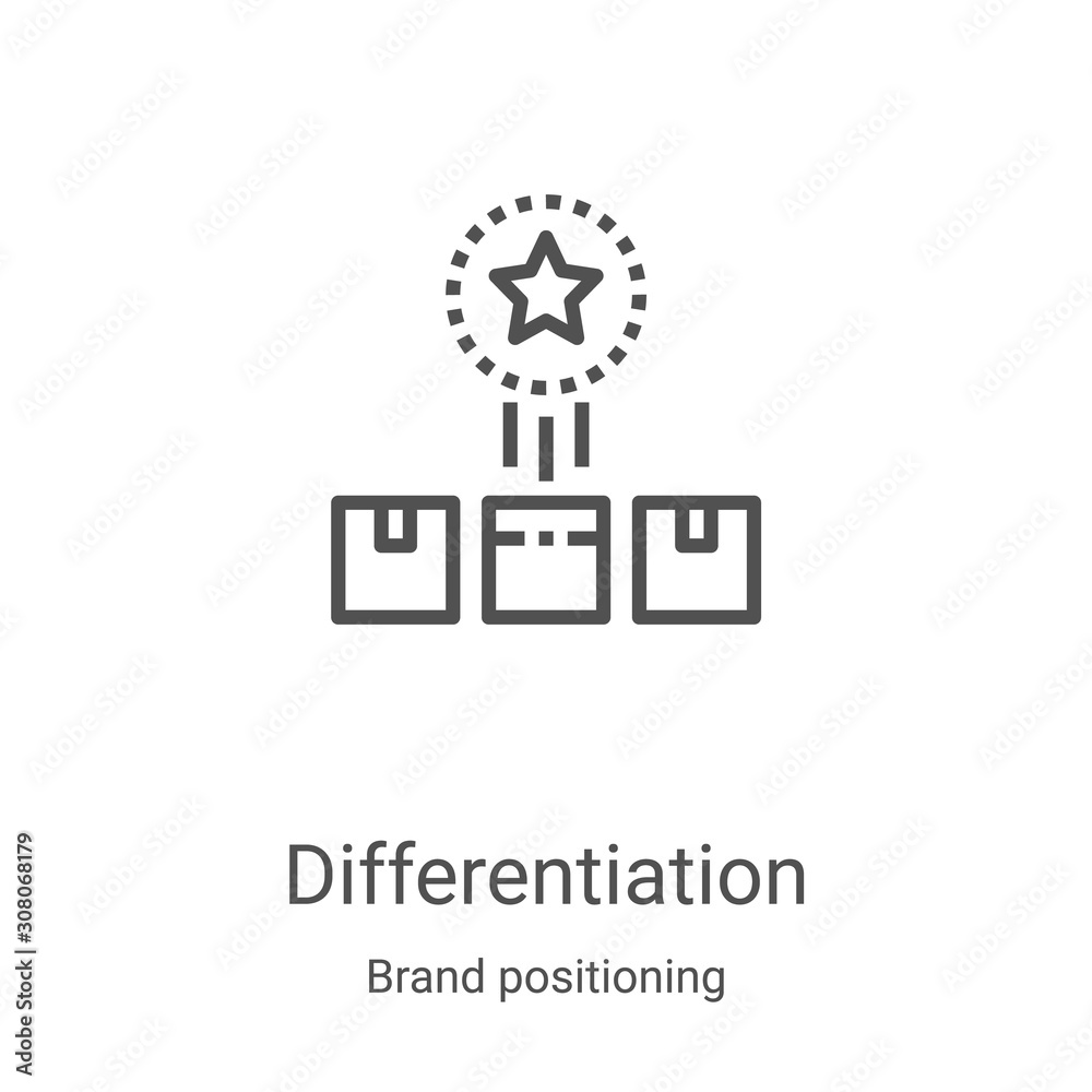 differentiation icon vector from brand positioning collection. Thin ...