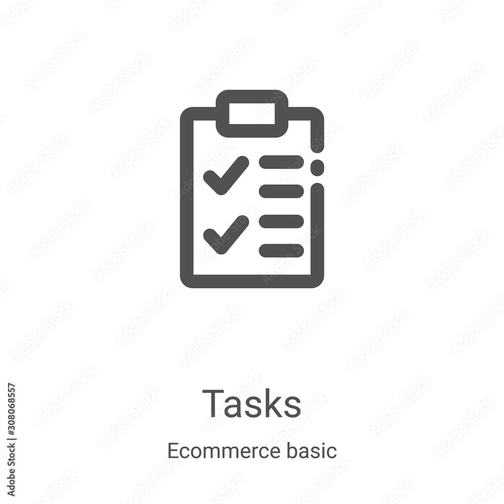 tasks icon vector from ecommerce basic collection. Thin line tasks ...
