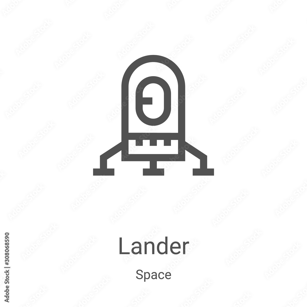 lander icon vector from space collection. Thin line lander outline icon ...