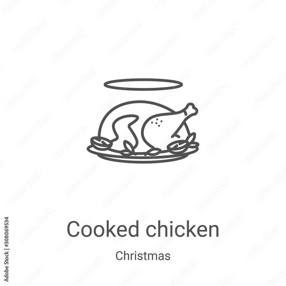 Vetor de cooked chicken icon vector from christmas collection. Thin ...