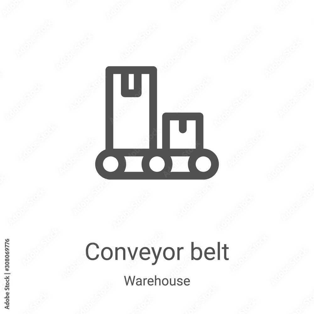 conveyor belt icon vector from warehouse collection. Thin line conveyor ...