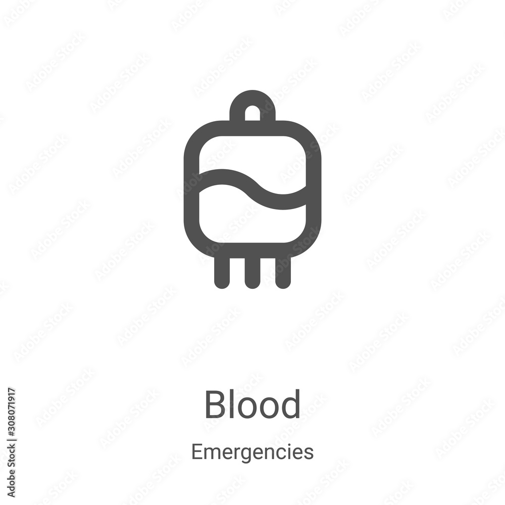 blood icon vector from emergencies collection. Thin line blood outline ...