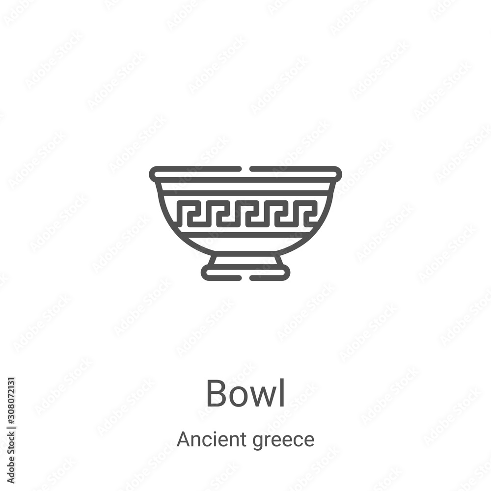 bowl icon vector from ancient greece collection. Thin line bowl outline ...