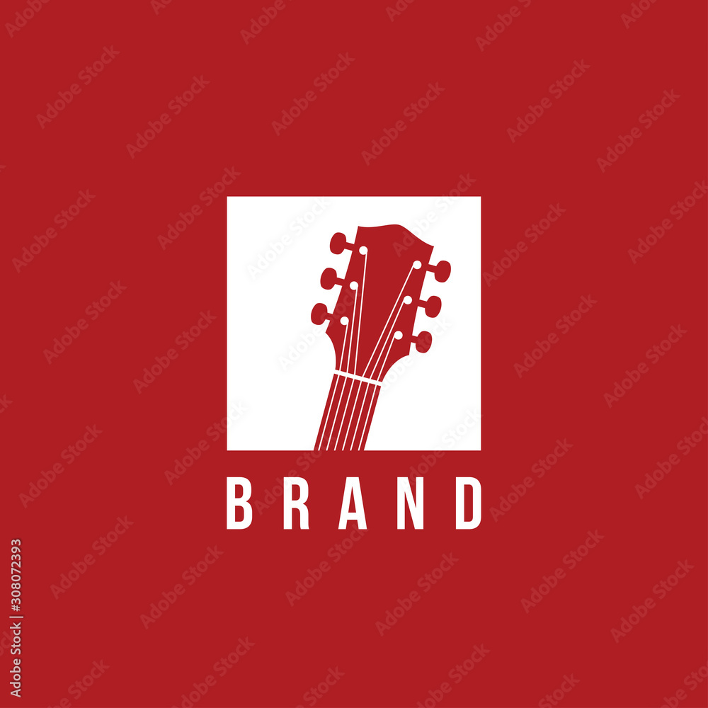 modern flat guitar logo design vector template illustration with ...