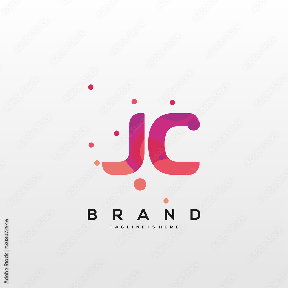 Initial letter JC logo with colorful, letter combination logo design ...