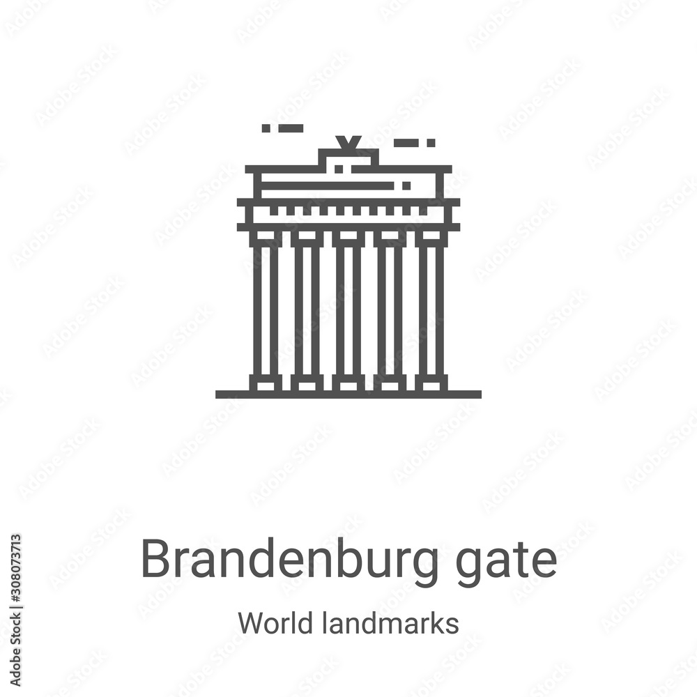 brandenburg gate icon vector from world landmarks collection. Thin line ...