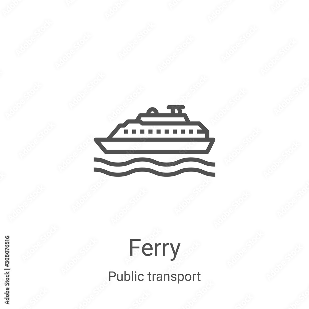 ferry icon vector from public transport collection. Thin line ferry ...