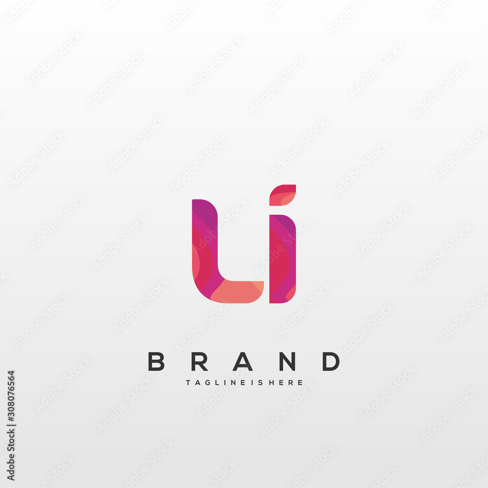 Initial letter LI logo with colorful, letter combination logo design ...