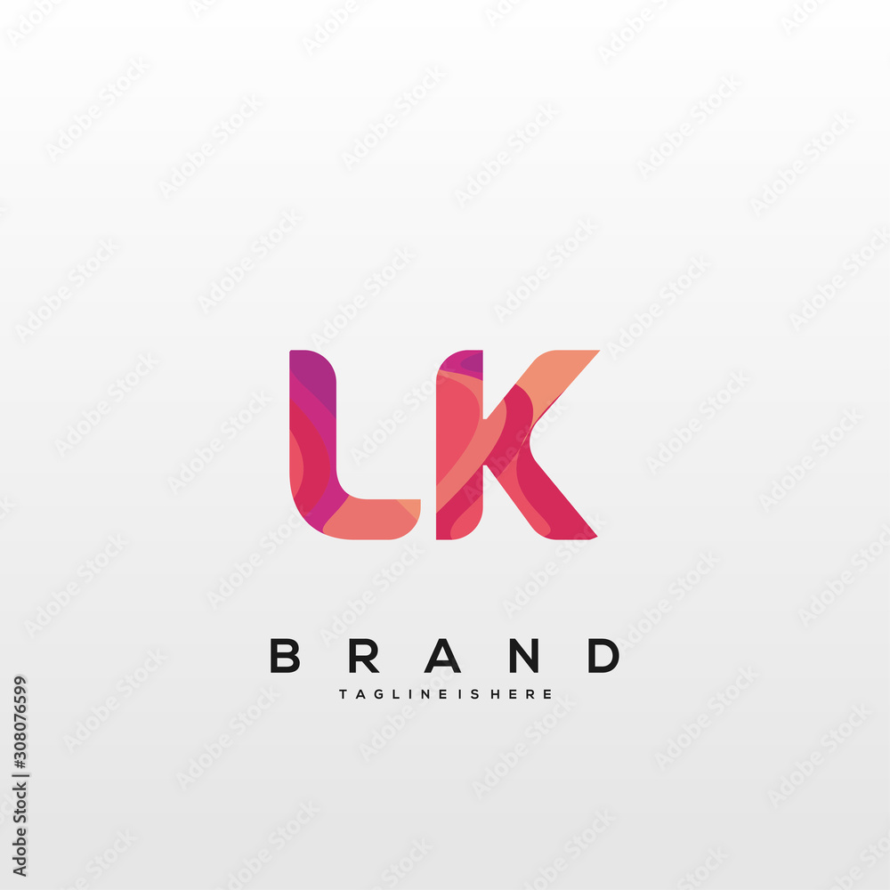 Initial letter LK logo with colorful, letter combination logo design ...