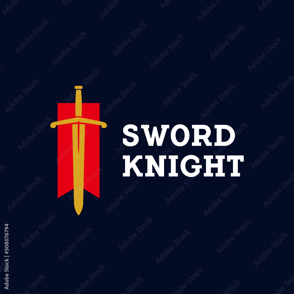 premium elegant sword logo design vector. heraldic knight sword symbol ...