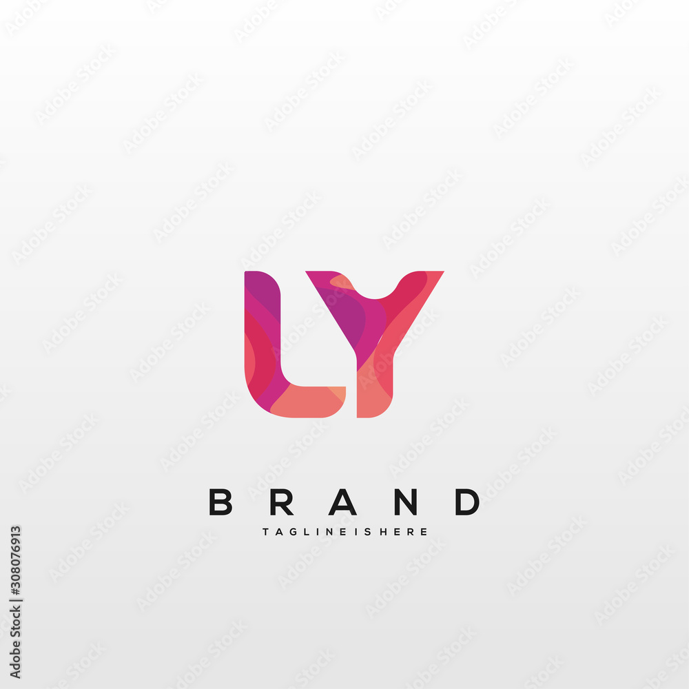 Initial letter LY logo with colorful, letter combination logo design ...