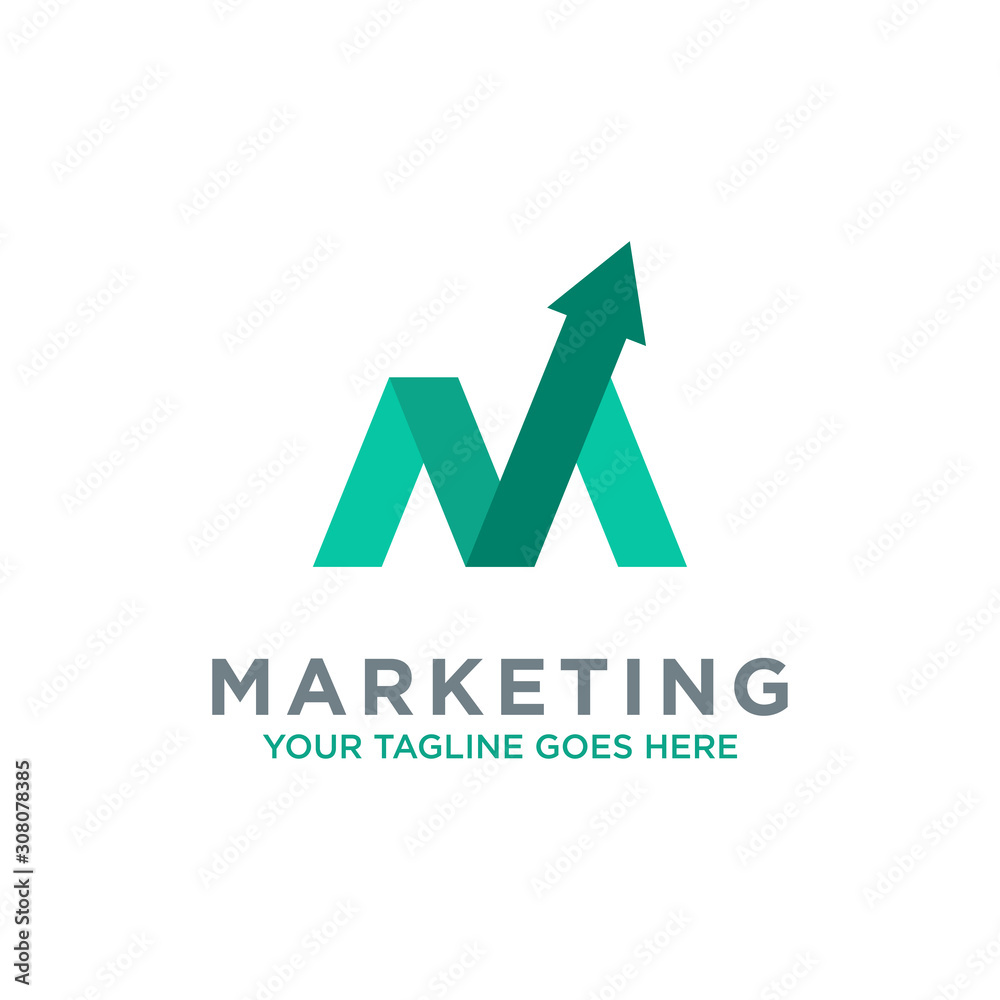 letter M trade marketing logo design vector. with initial M as chart ...