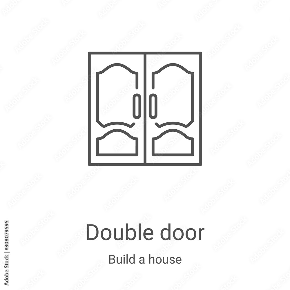 double door icon vector from build a house collection. Thin line double ...