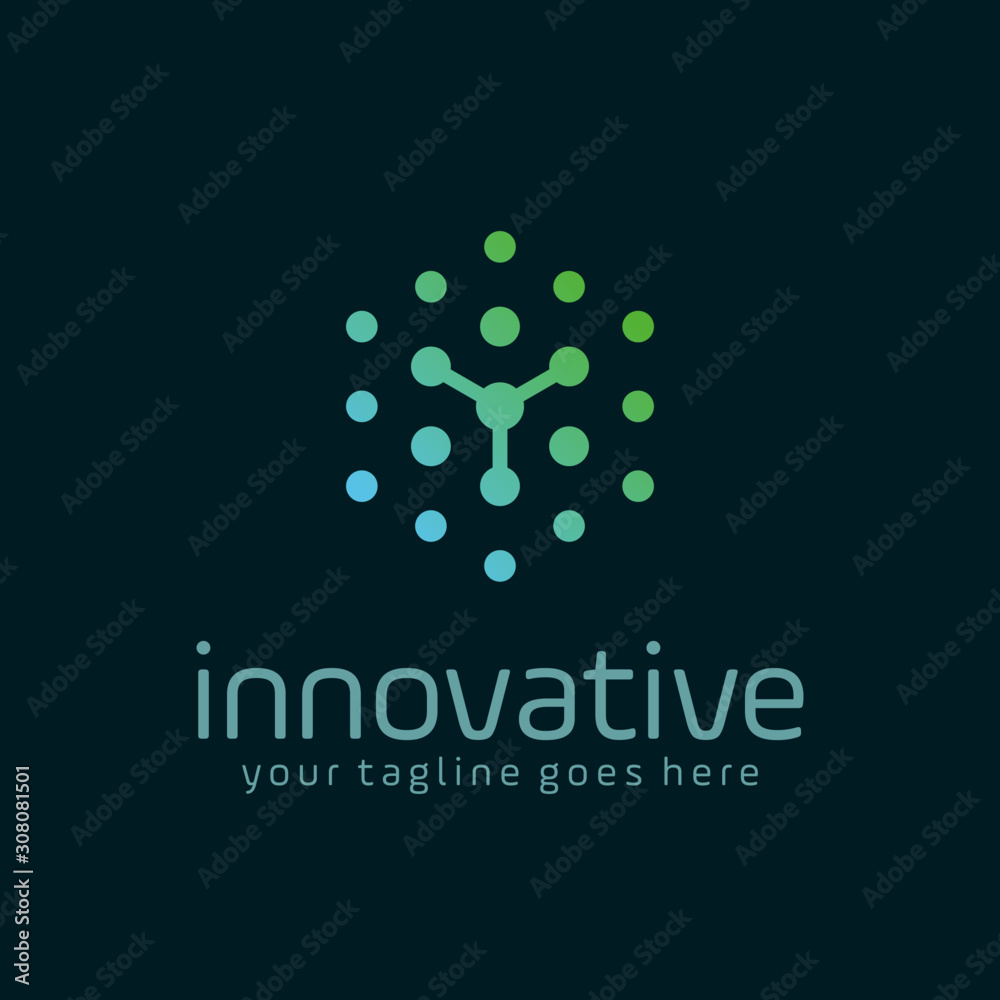 letter Y technology logo design vector with digital dot hexagon concept ...