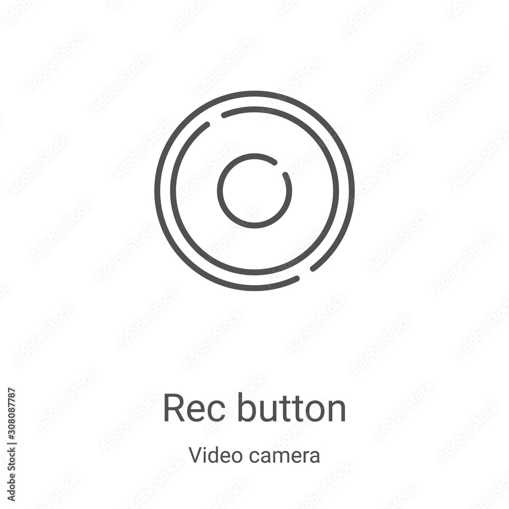 rec button icon vector from video camera collection. Thin line rec ...