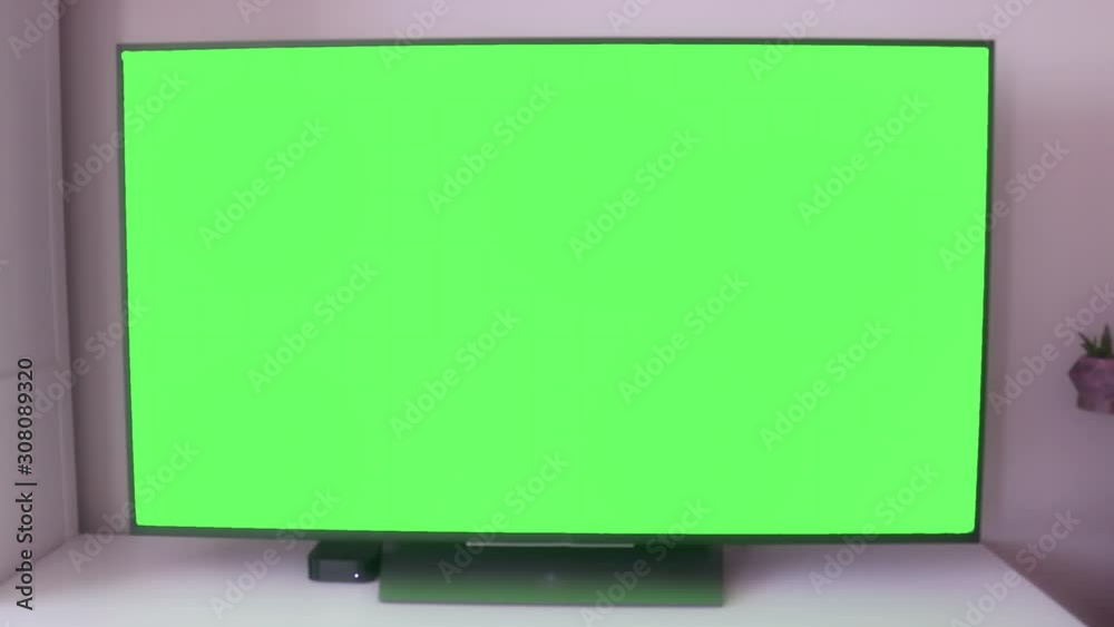 Home design, LCD led television with green screen, chroma key alpha ...