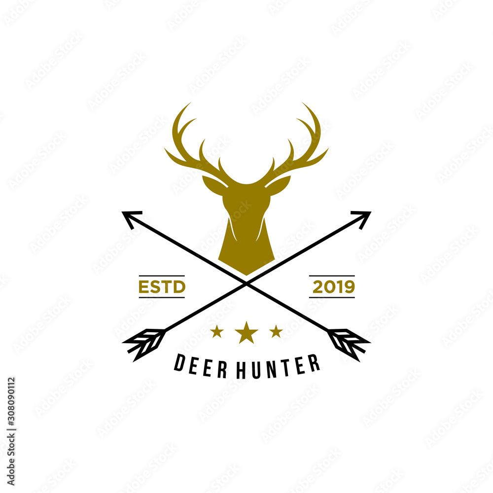 deer hunter logo, badge, emblem, label design template. vector ...
