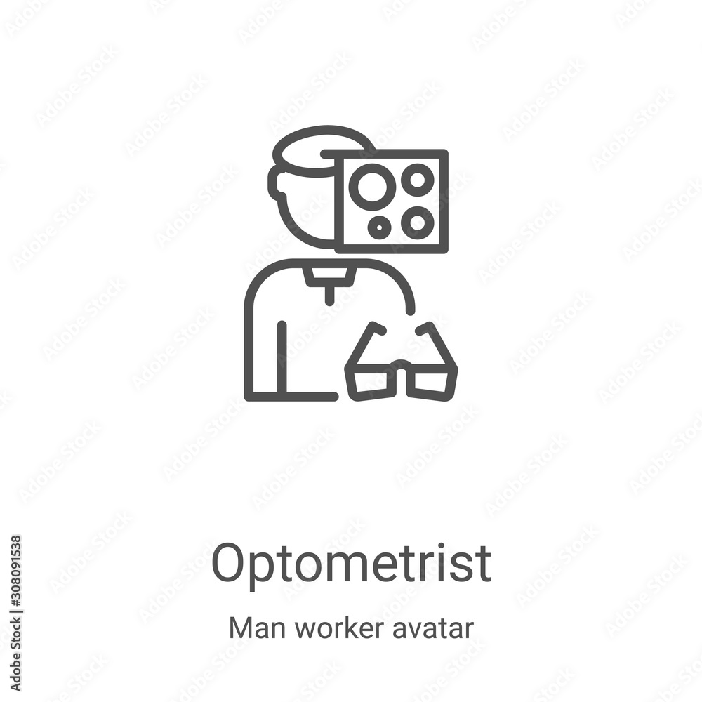 optometrist icon vector from man worker avatar collection. Thin line ...