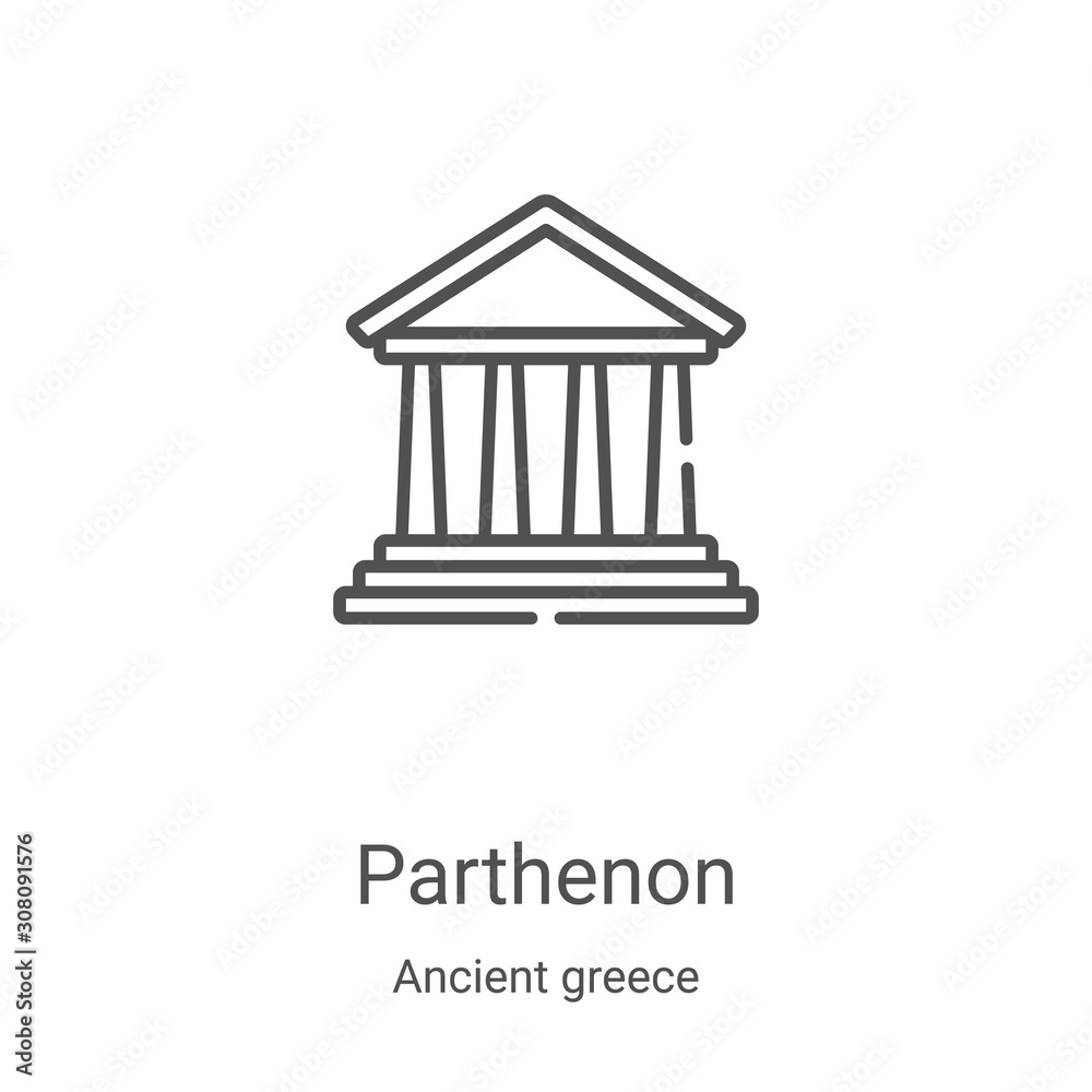 parthenon icon vector from ancient greece collection. Thin line parthenon outline icon vector ...