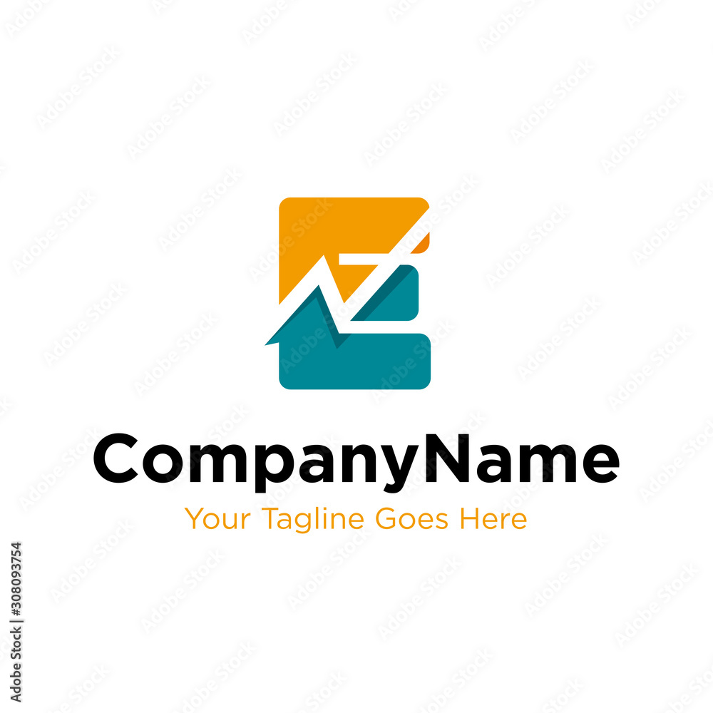 letter E trade marketing logo design vector. initial E and chart ...