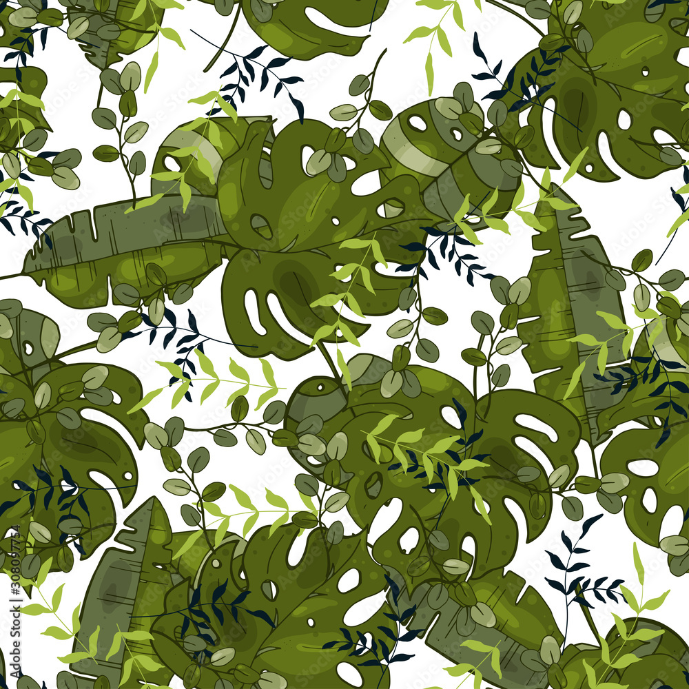 Botanical hand drawing or painting vector illustration. Nature green ...