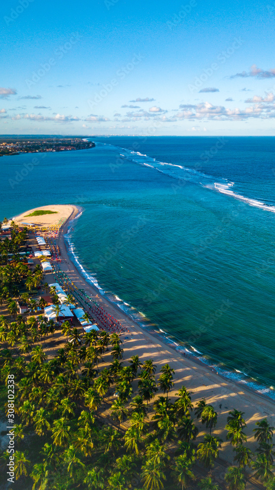 Ocean Water Costal Corel Reef Boat Clouds Landscape Palm Threes Brazil ...