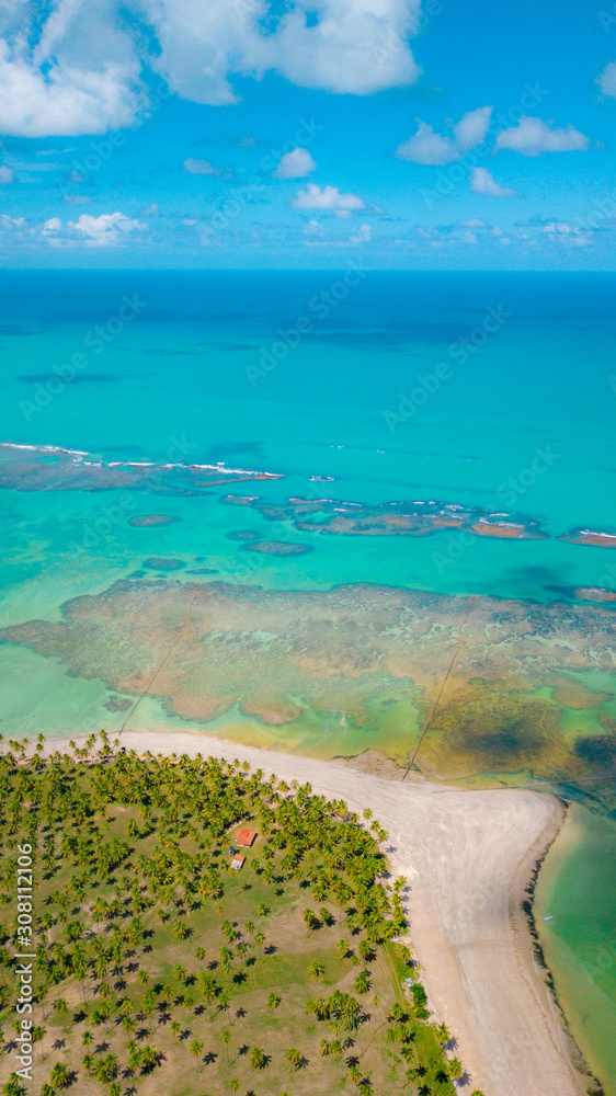Ocean Water Costal Corel Reef Boat Clouds Landscape Palm Threes Brazil ...