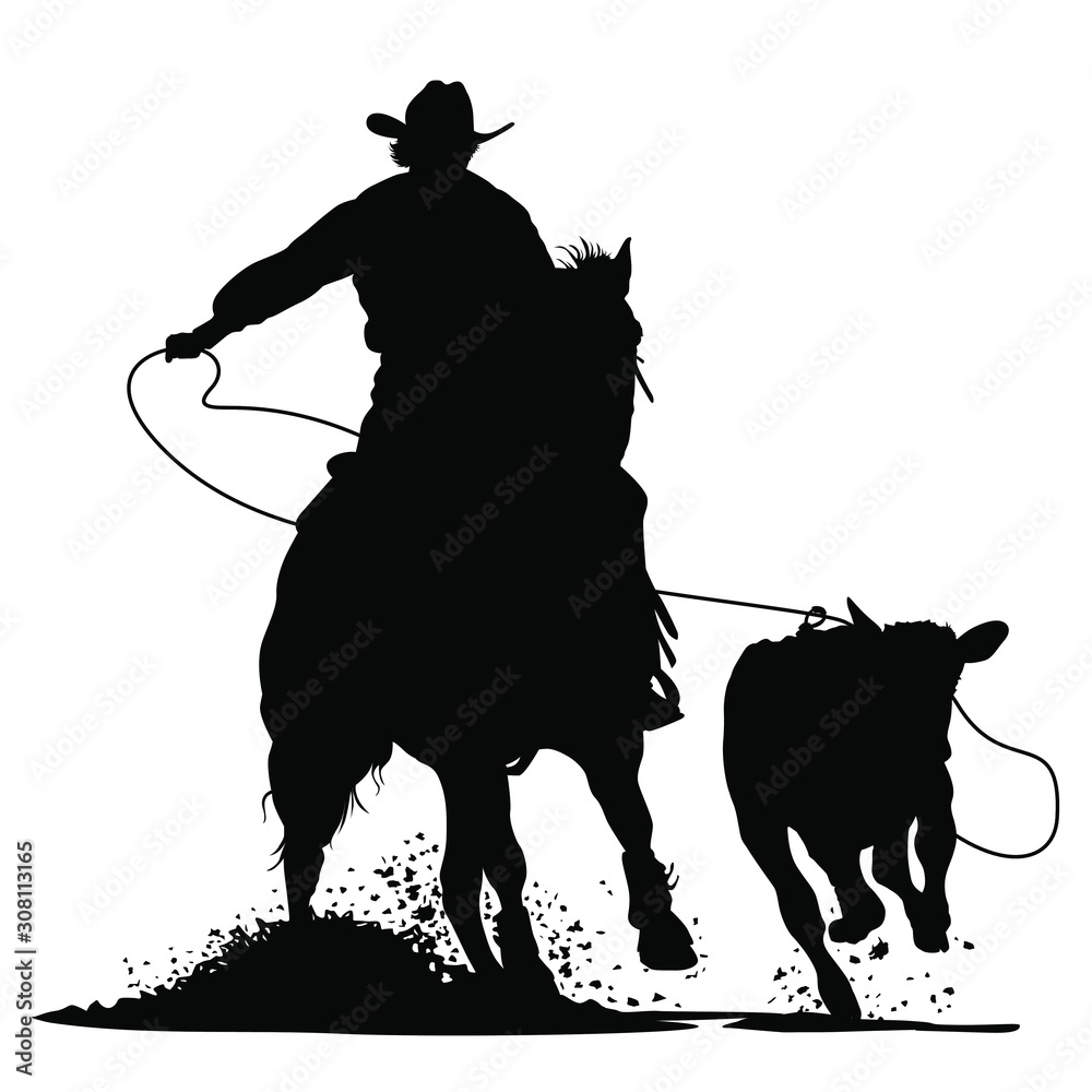Calf Roping Silhouette