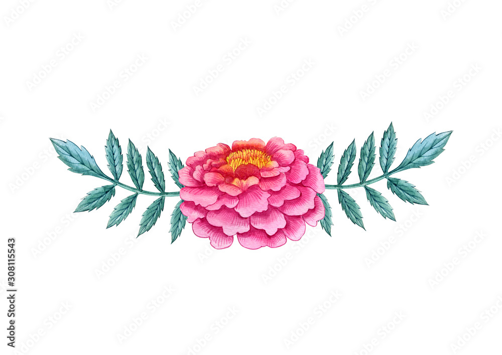 Watercolor hand drawn pink flower border illustration. Can be used as ...