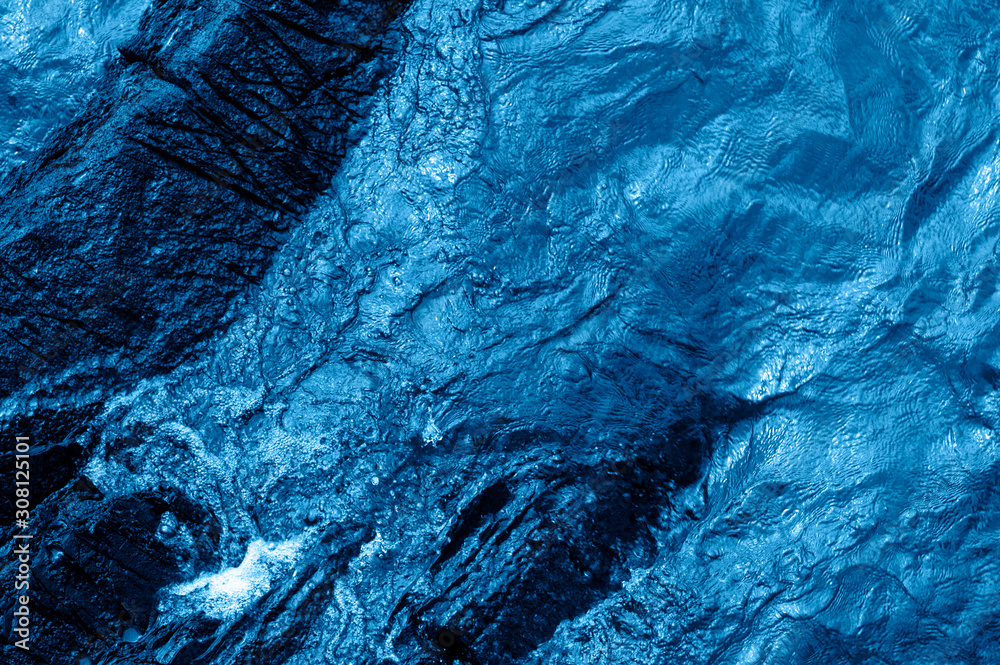 Texture of blue sea water surface background. Trendy color of the year ...