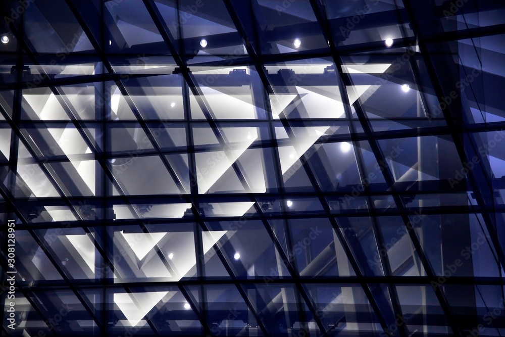 Digitally rendered image of structural glazing. Modern architecture ...