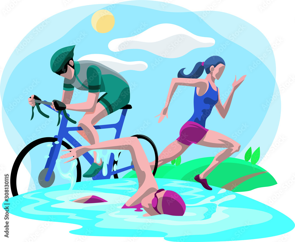 Vector illustration of Triathlon Stock Vector | Adobe Stock