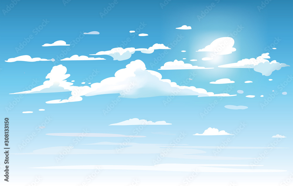 Vector blue sky clouds. Anime clean style. Background design Stock ... Vector blue sky clouds. Anime clean style. Background design Stock ...