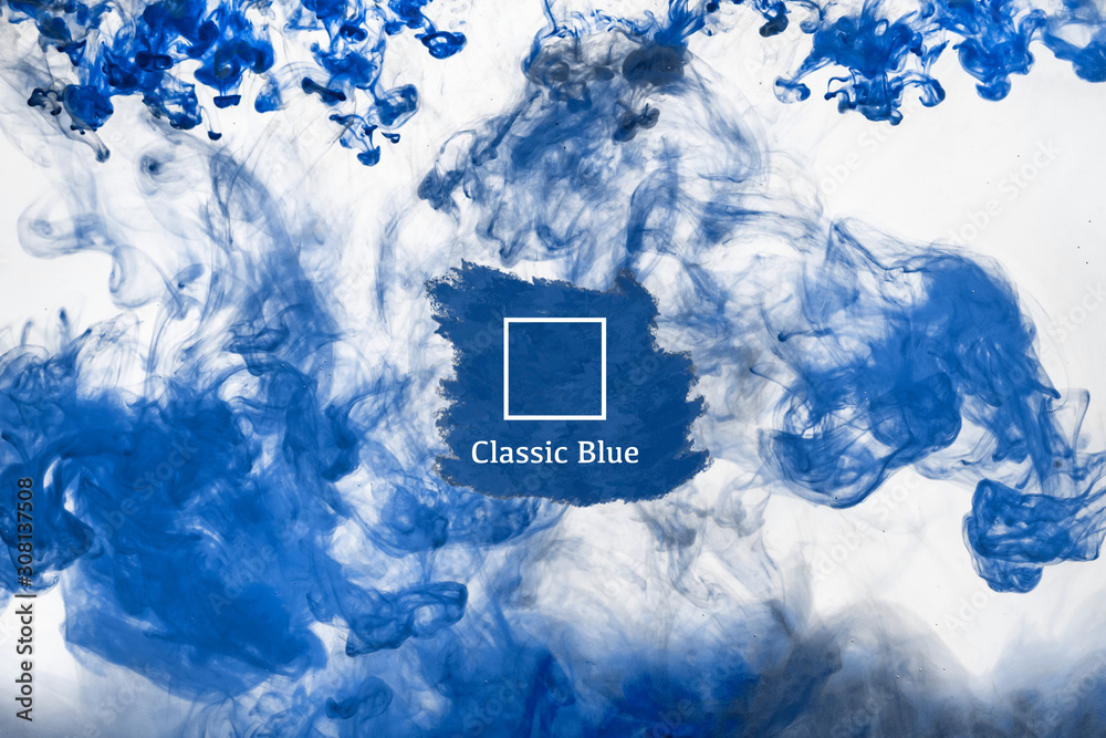 the color trend of the year 2020 classic blue, water paint motion and ...
