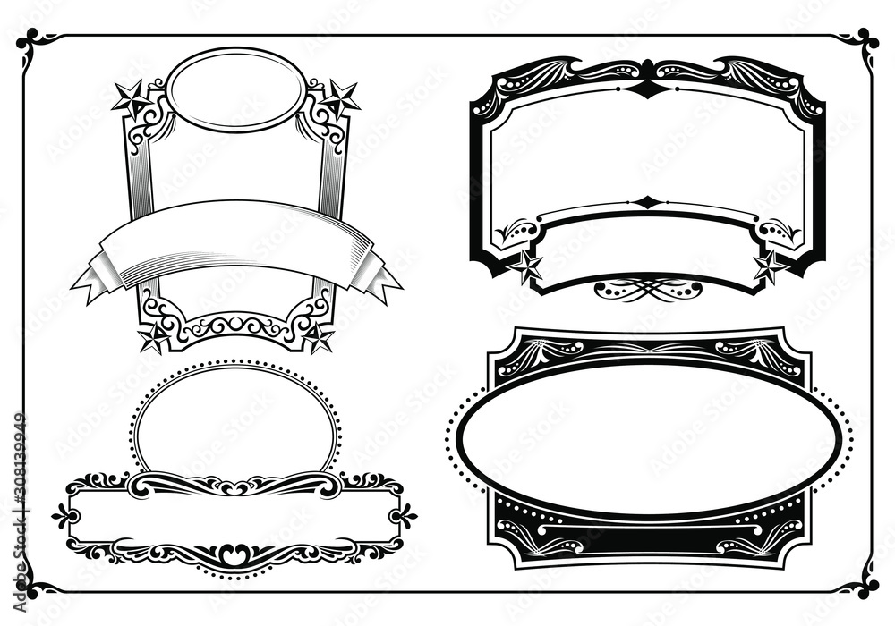Vector black & white western themed sign design elements. Stock Vector ...