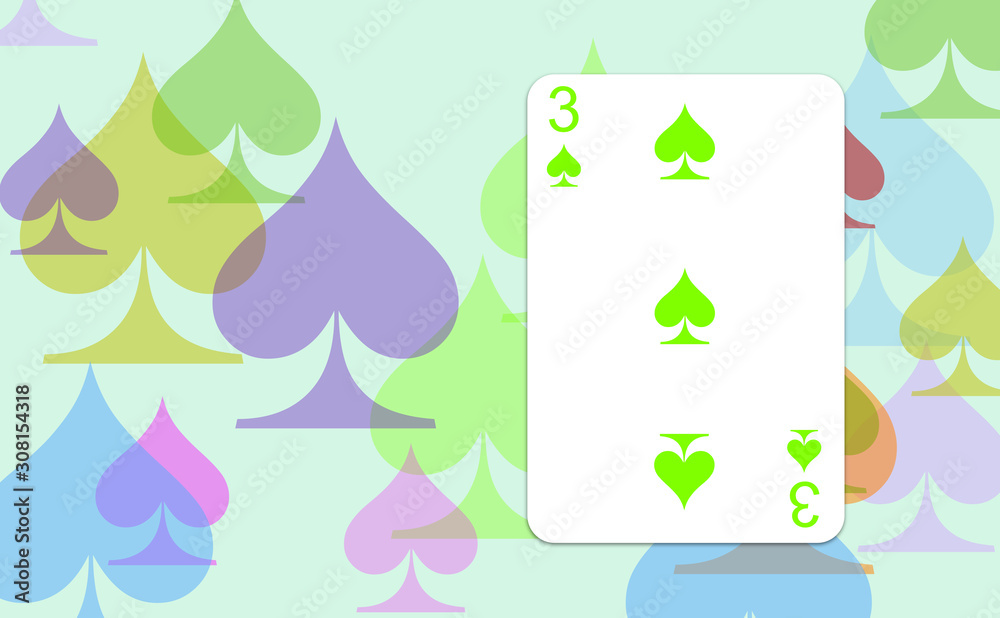 Three of spades. The playing card 3. Graphic of colorful isolated ...