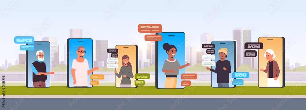 people using chatting app social network chat bubble communication ...