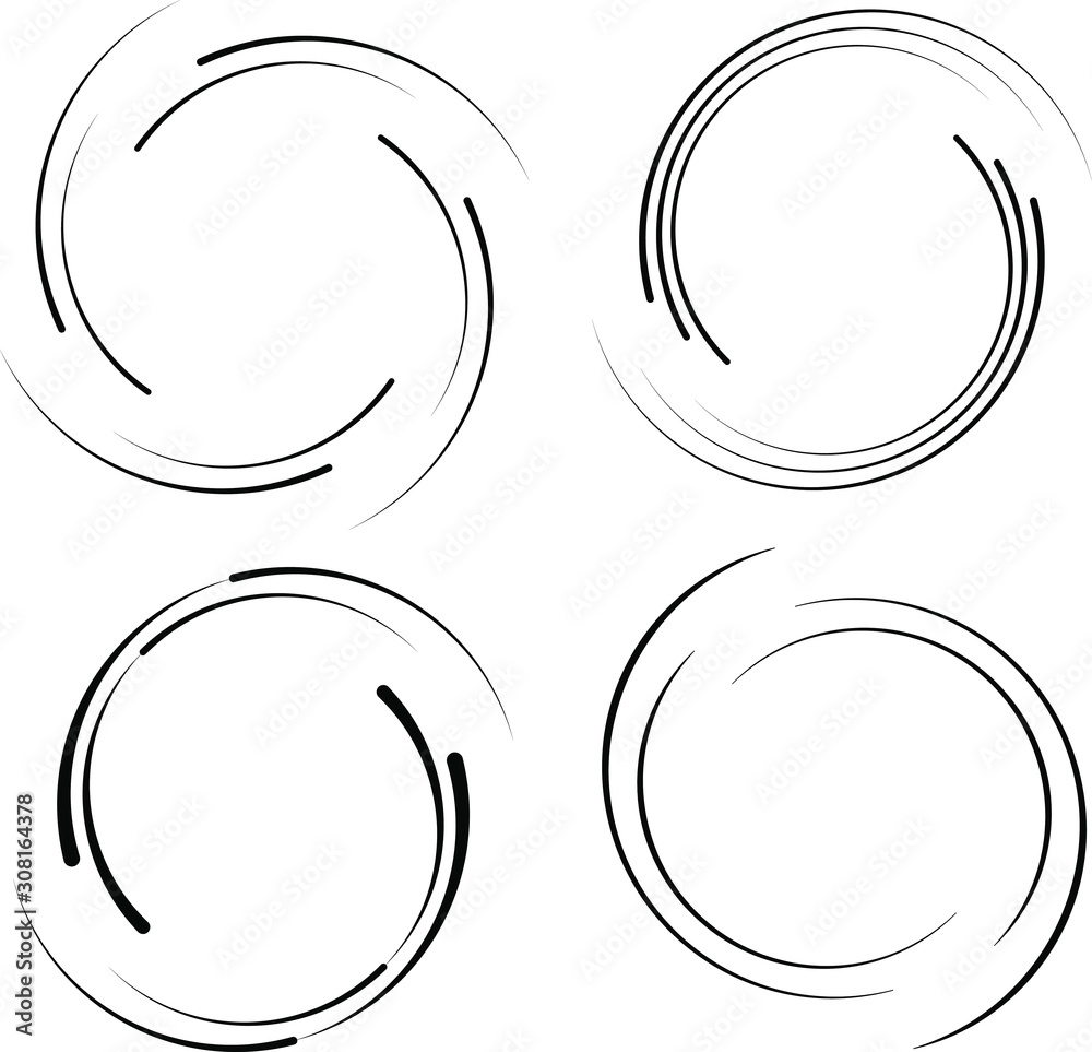Set of black rounded shape. Geometric art. Abstract monochrome ...