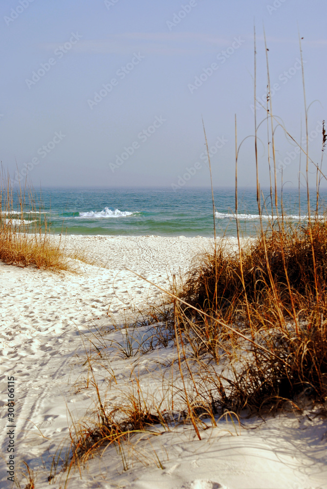 Sand and surf, the pure white beaches of Florida's emerald coast. Stock ...
