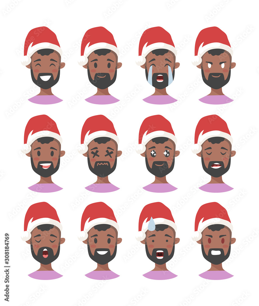 Drawing Emotional African American Character With Christmas Hat