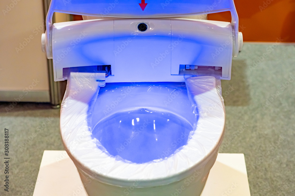 Toilet bowl for a public privy. WC. Hygienic seats. Toilet bowl with ...