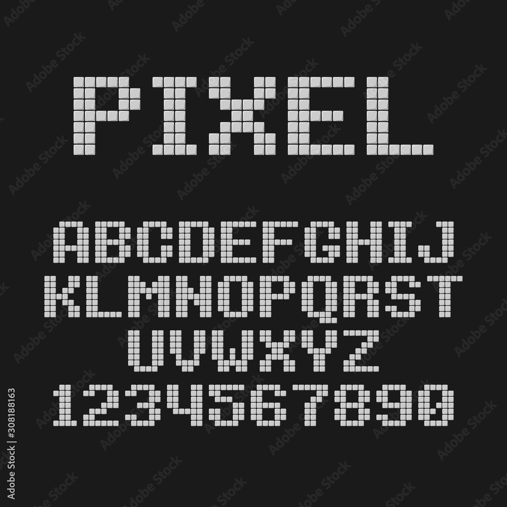Pixel flat font. Font for pixel games, digital displays. Stock Vector ...